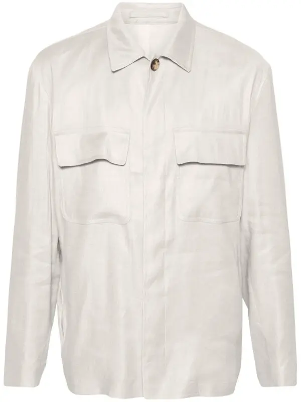 LARDINI Classic-collar Shirt Jacket - Neutrals