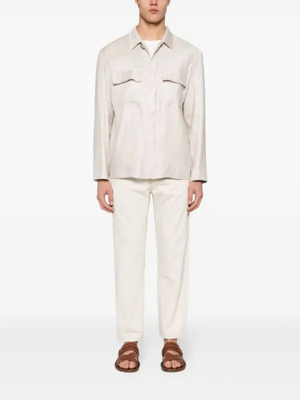 LARDINI Classic-collar Shirt Jacket - Neutrals