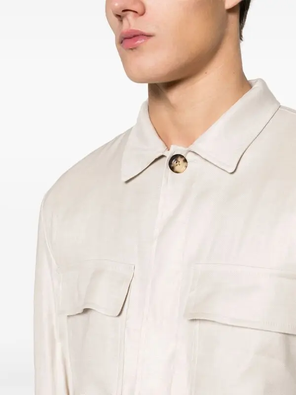 LARDINI Classic-collar Shirt Jacket - Neutrals