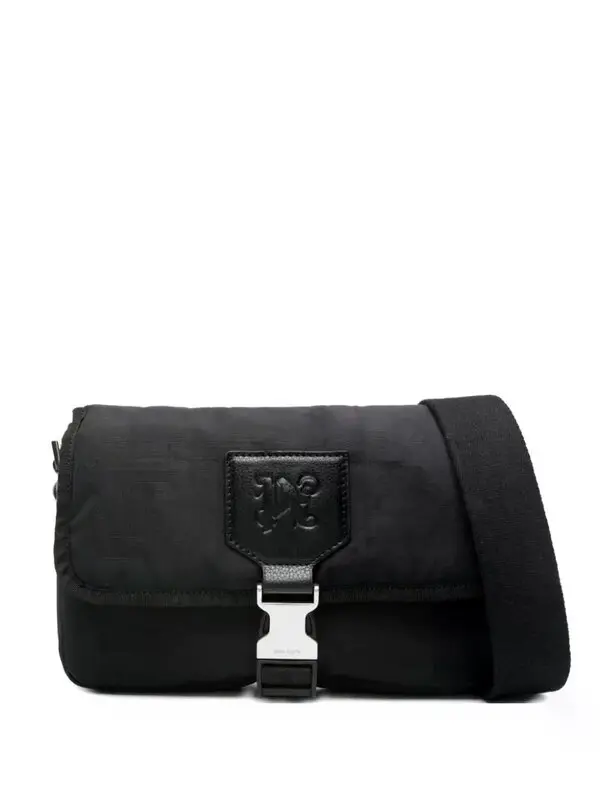 Palm Angels Monogram Debossed Shoulder Bag - Black