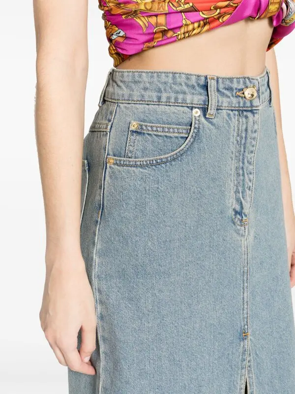Moschino Teddy Bear Denim Midi Skirt