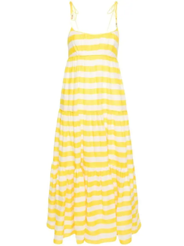 Zimmermann Alight Striped Linen Midi Dress