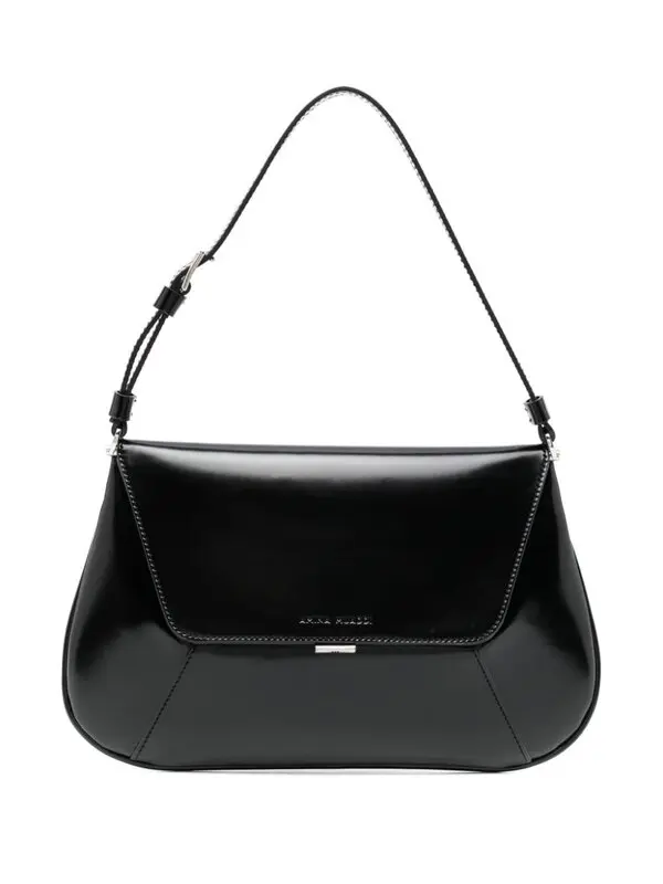 Amina Muaddi Leather Shoulder Bag - Black