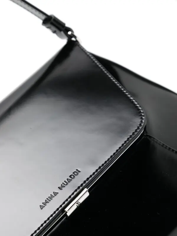 Amina Muaddi Leather Shoulder Bag - Black