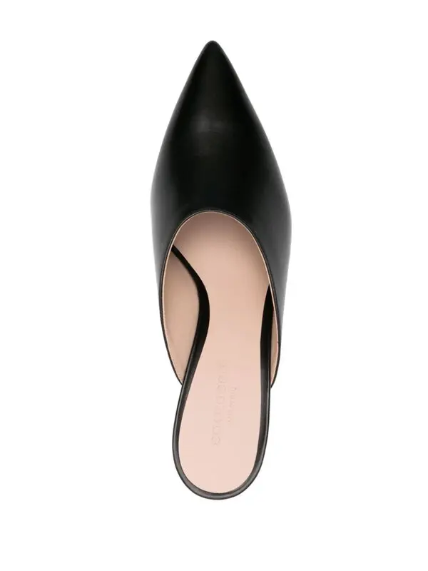 SCAROSSO Laura 60mm Leather Mules - Black