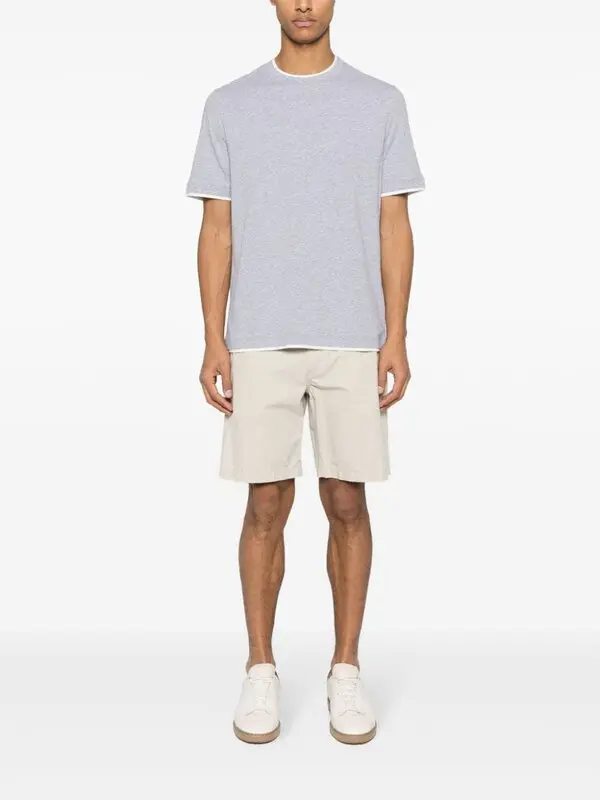 Brunello Cucinelli Contrast-trim T-shirt - Grey