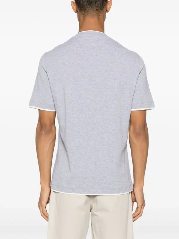 Brunello Cucinelli Contrast-trim T-shirt - Grey