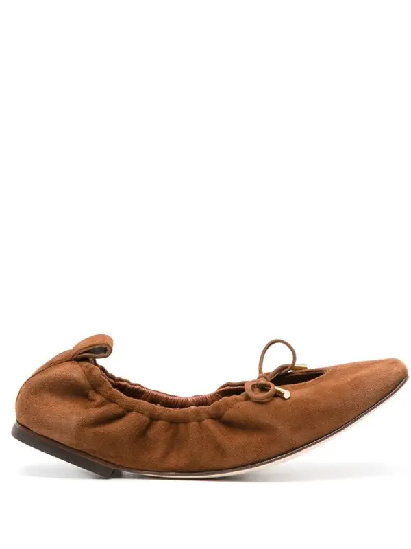 SCAROSSO Margot Suede Ballerinas - Brown