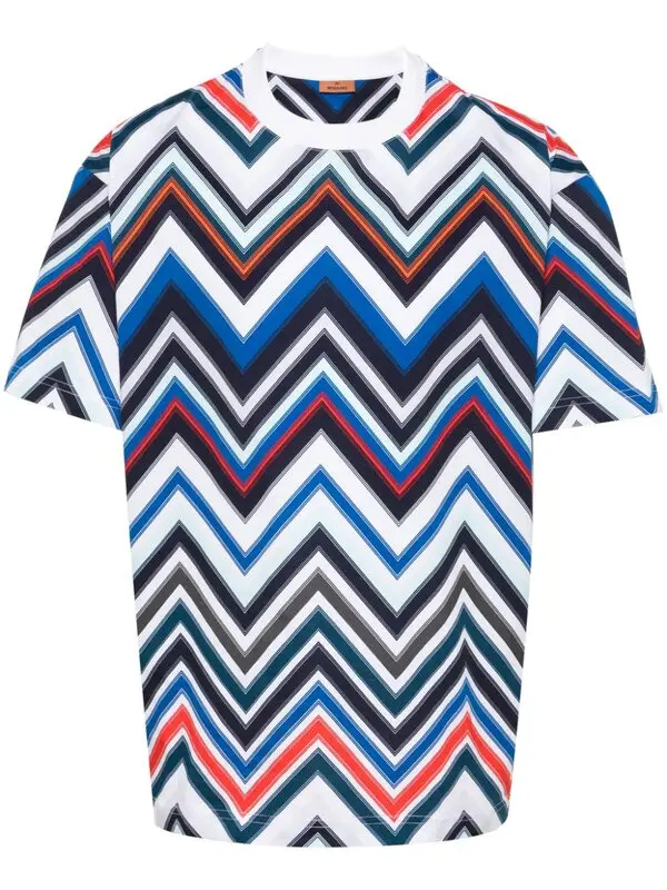 Missoni Zigzag-print Cotton T-shirt - Blue
