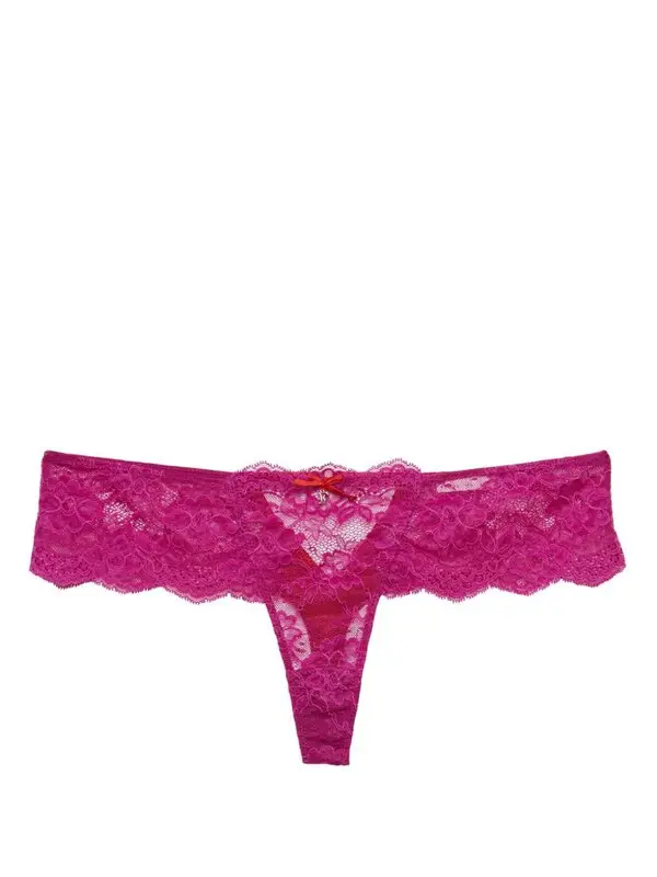 FLEUR DU MAL Naomi Floral-lace Thong - Purple