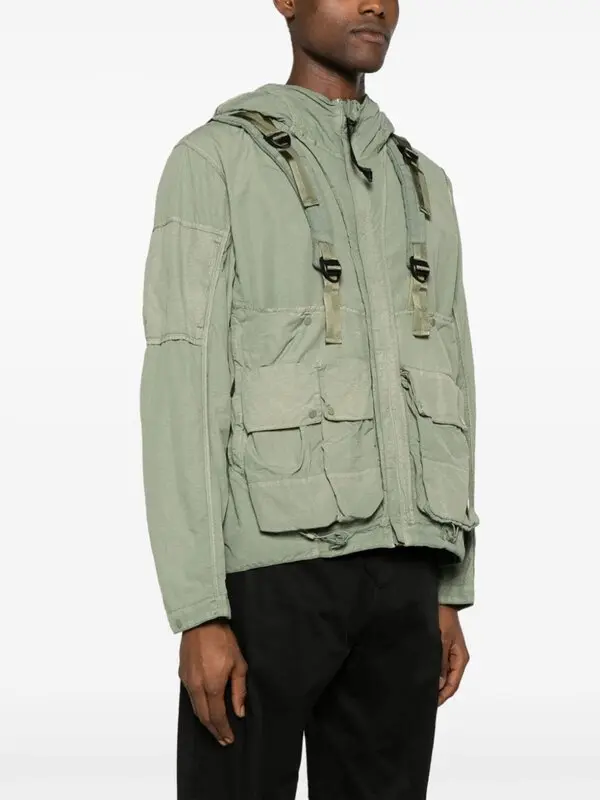 C.P. COMPANY Flatt Cargo-pockets Hooded Jacket - Green