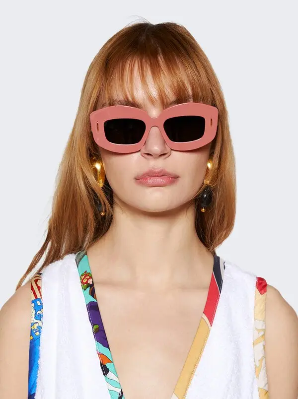LOEWE Pink Anagram Acetate Chunky Rectangle Sunglasses LW40101I 4672E 378$ Buy Loewe Chunky Anagram Sunglasses  main image 2