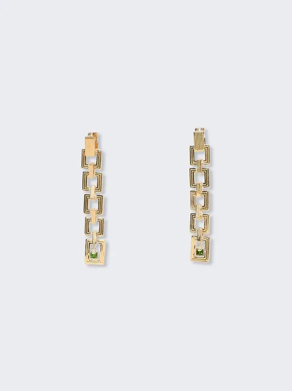IVI Aurelia Clip-on Drop Earrings - Yellow Gold And Green