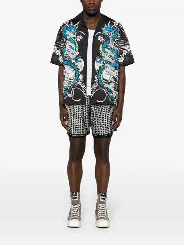 Amiri Dragon Printed Bowling Shirt - Black