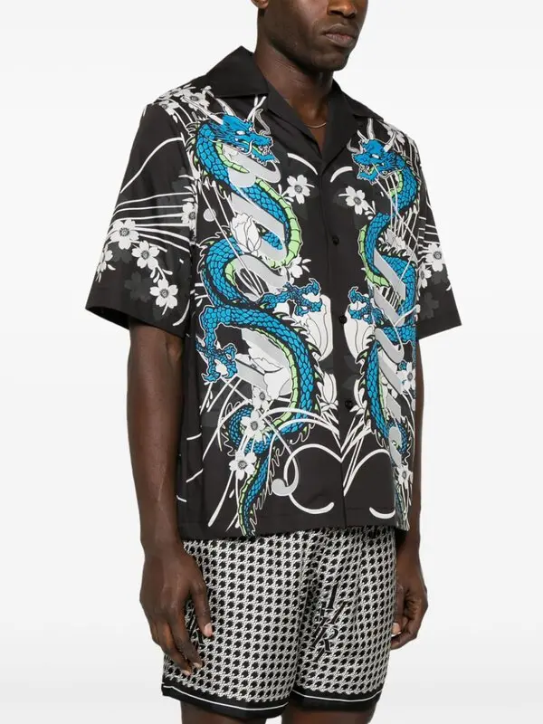 Amiri Dragon Printed Bowling Shirt - Black