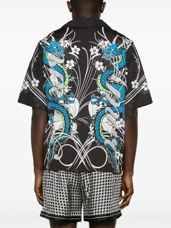 Amiri Dragon Printed Bowling Shirt - Black