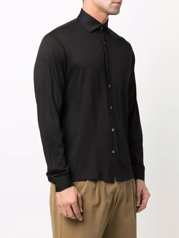 DELL'OGLIO Fine-knit Long-sleeve Shirt - Black