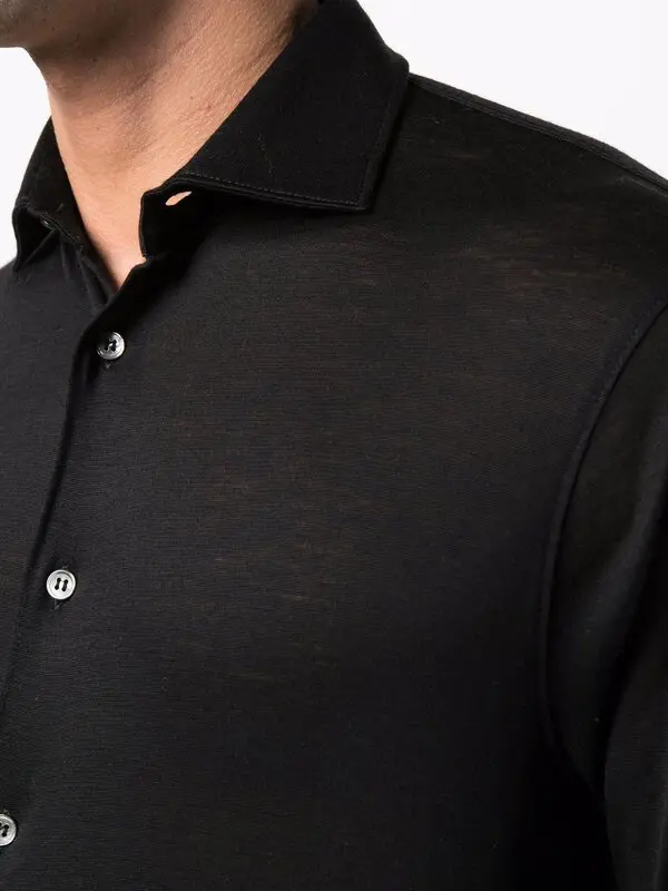 DELL'OGLIO Fine-knit Long-sleeve Shirt - Black