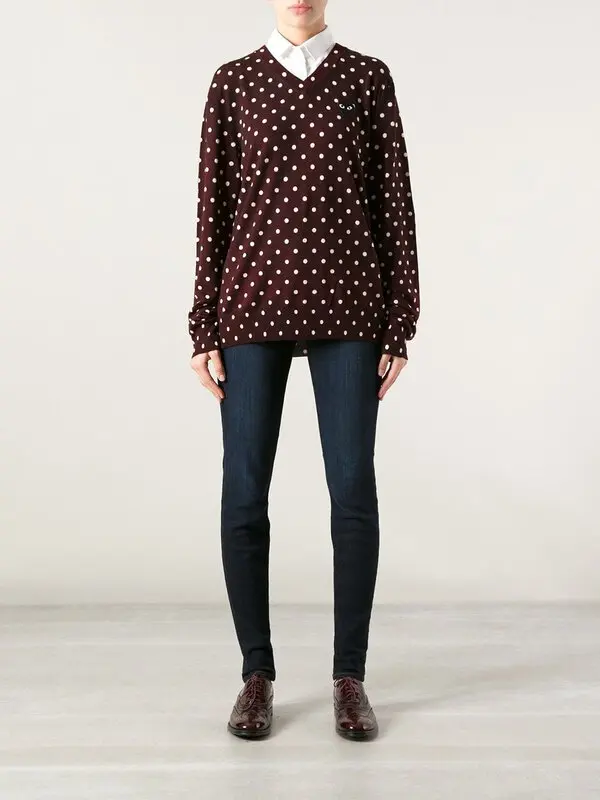 Play Comme Des Garcon Polka Dot Sweater - Red