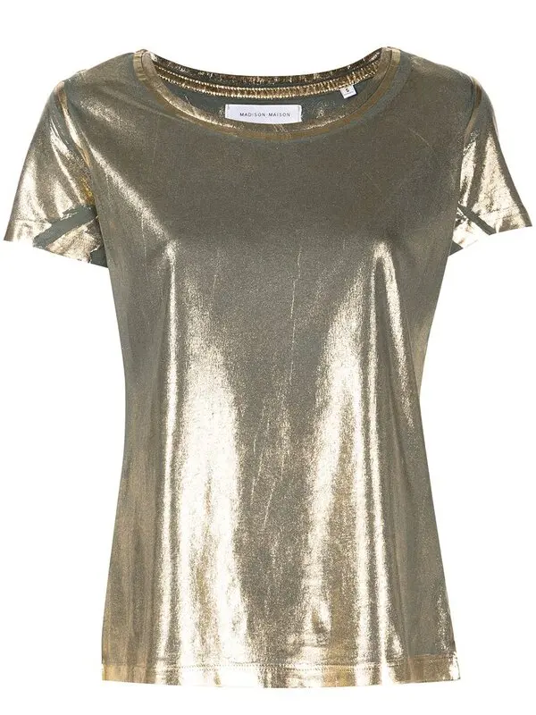 MADISON MAISON Metallic Lamé T-shirt - Gold
