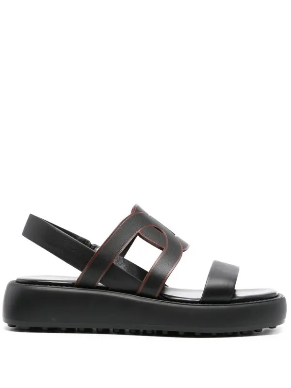 TOD'S Cut-out Leather Sandals - Black