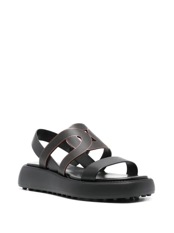 TOD'S Cut-out Leather Sandals - Black