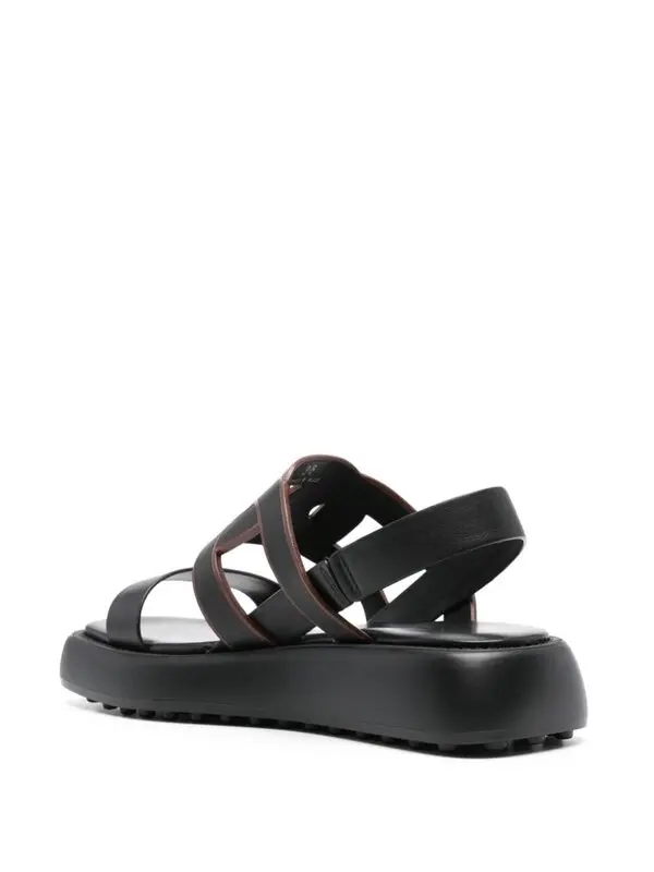 TOD'S Cut-out Leather Sandals - Black
