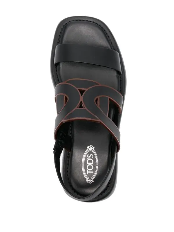 TOD'S Cut-out Leather Sandals - Black