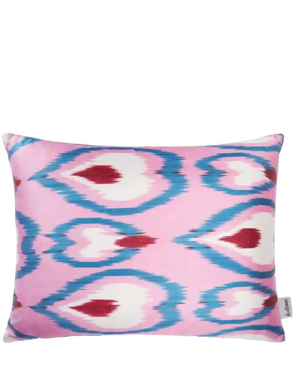 LES-OTTOMANS Graphic-print Silk Cushion - Pink