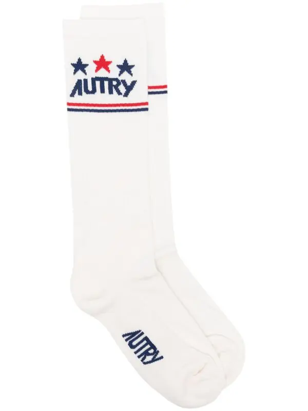 AUTRY Jacquard-logo Socks - Neutrals