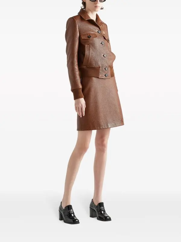 Prada Crocodile-embossed Leather Jacket