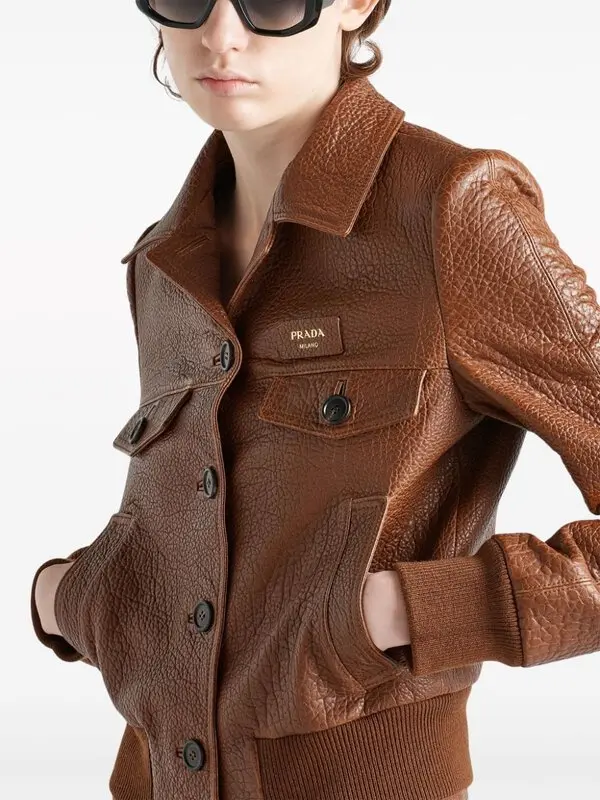Prada Crocodile-embossed Leather Jacket
