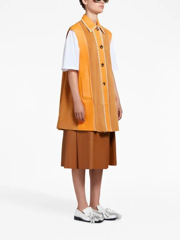 Marni Striped Whipstitch-trim Leather Waistcoat