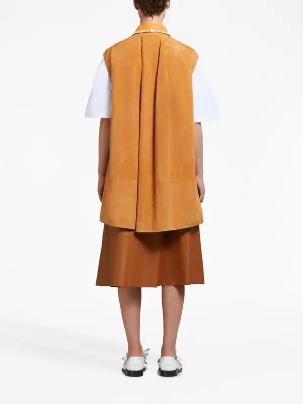 Marni Striped Whipstitch-trim Leather Waistcoat