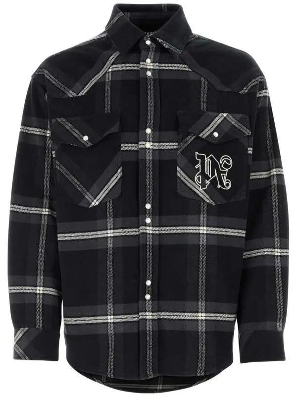 Palm Angels Checked Cotton-flannel Shirt Jacket - Grey