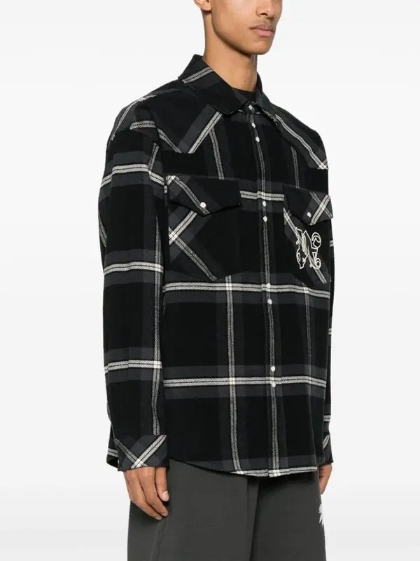 Palm Angels Checked Cotton-flannel Shirt Jacket - Grey