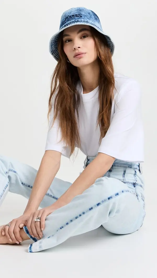 Isabel Marant Women’s Blue Denim Bucket Hat Isabel Marant Blue Denim Logo Embroidery Detail Bucket Hat  main image 4