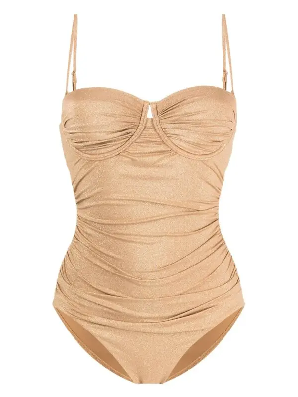Zimmermann Junie Lurex Gathered Swimsuit - Gold