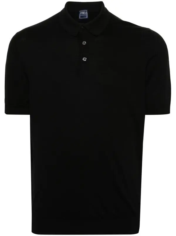 Fedeli Sportman Cotton Polo Shirt - Black