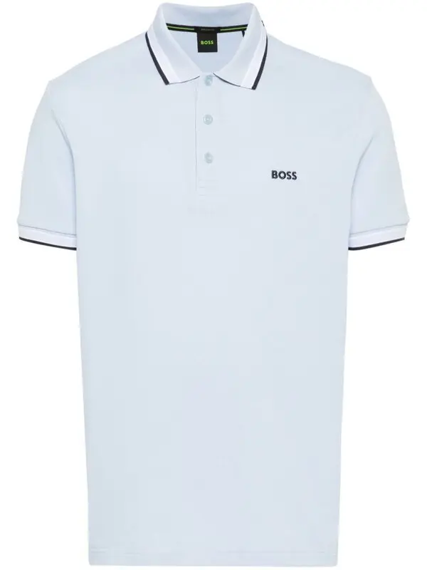 BOSS Logo-embroidered Polo Shirt - Blue