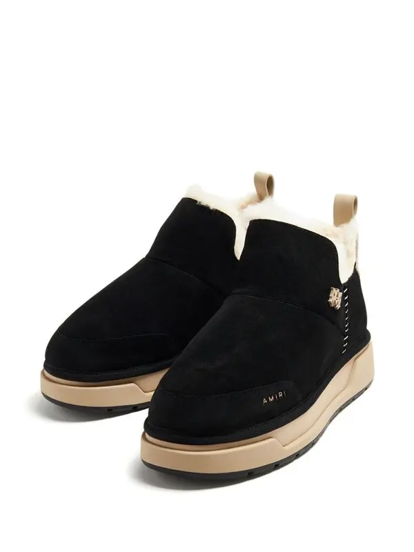 Amiri Malibu Suede Shearling Trim Boots - Black