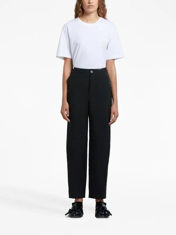 Marni Logo-embroidered Tapered Trousers - Black