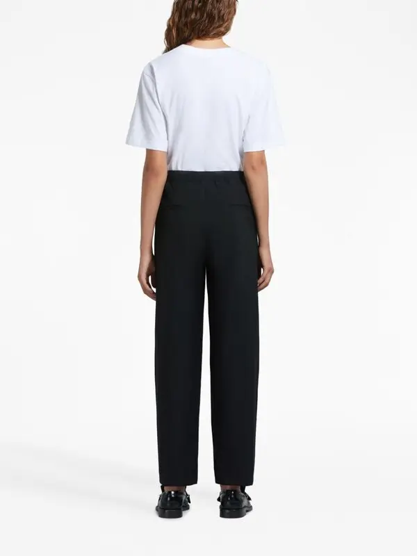 Marni Logo-embroidered Tapered Trousers - Black
