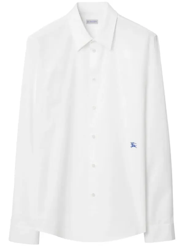 Burberry Logo-embroidered Poplin Shirt - White