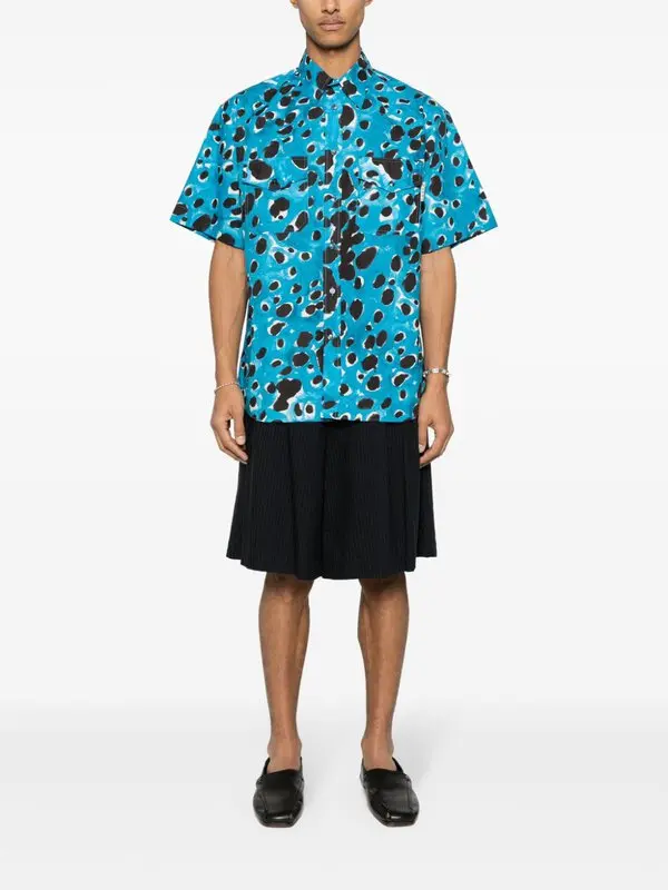 Marni Abstract-print Cotton Shirt - Blue
