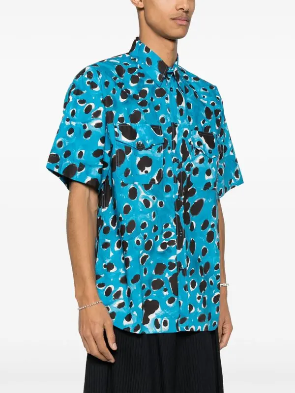 Marni Abstract-print Cotton Shirt - Blue