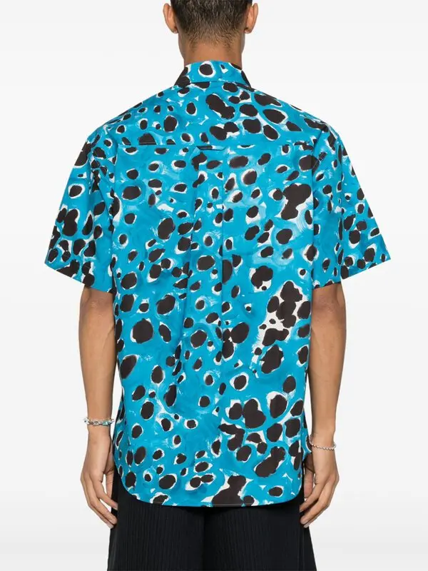 Marni Abstract-print Cotton Shirt - Blue