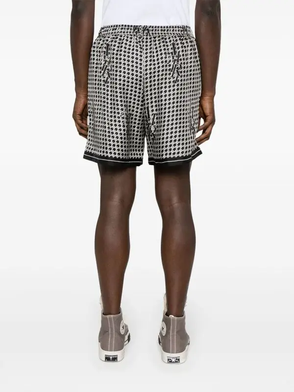 Amiri Printed Silk Staggard Shorts