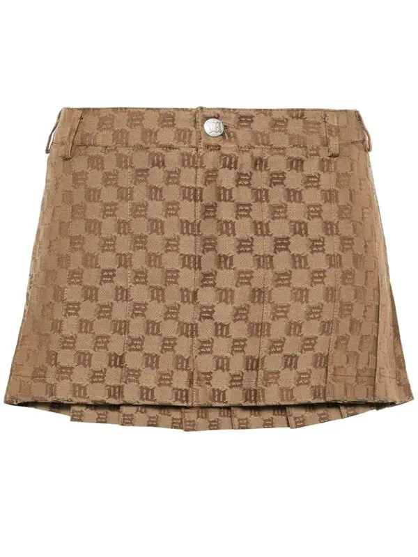 MISBHV Monogram-jacquard Pleated Miniskirt