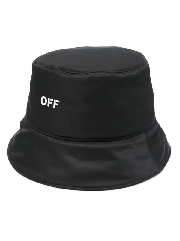 Off-White Embroidered Bucket Hat - Black